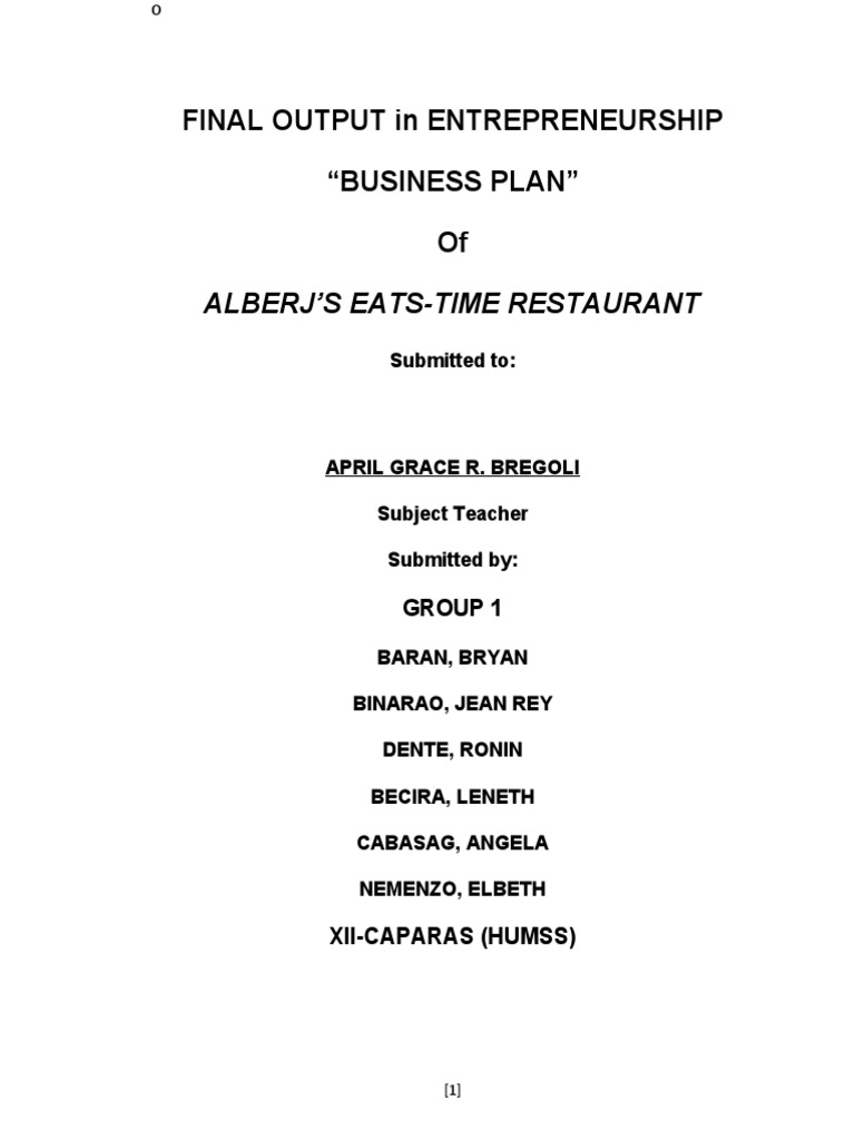 Final Output in Entrepreneurship Busines | PDF