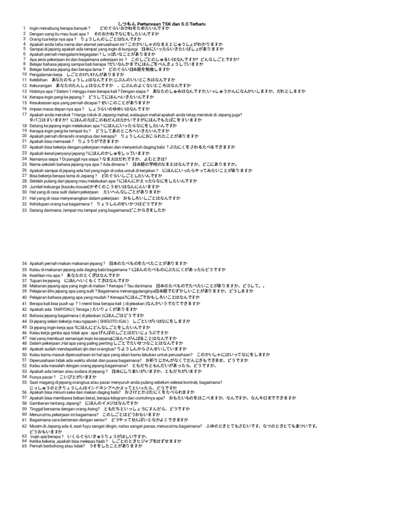 PERTANYAAN SO & TSK TERBARU | PDF