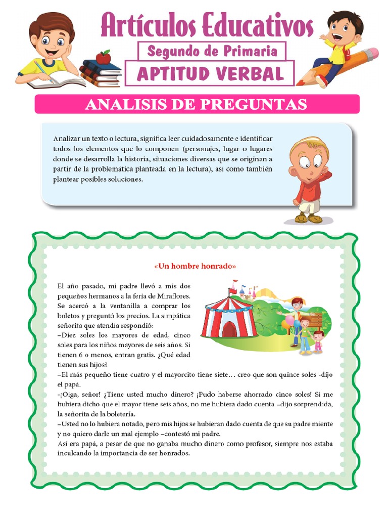 Fichas de Analisis de Preguntas para Segundo de Primaria | PDF