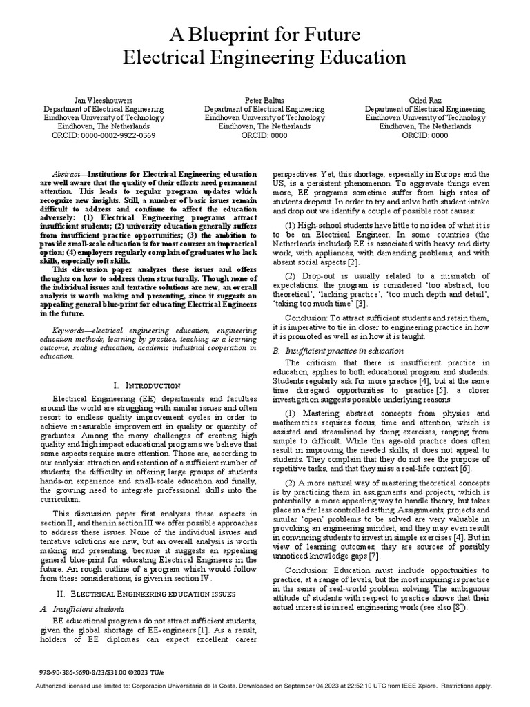 Future Electrical Engineering Education | PDF | Knowledge | Engineering