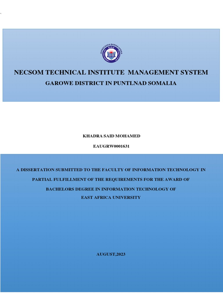 NECSOM Institute Management System | PDF | Databases | Feasibility Study