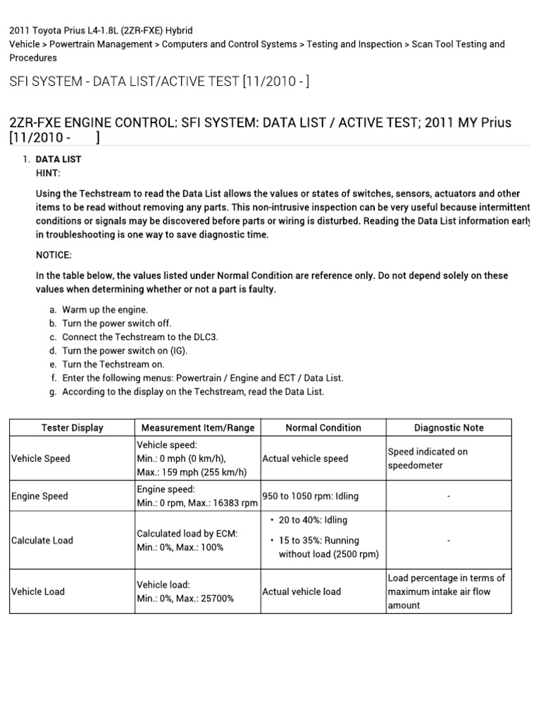 Toyota Prius 2011 SFI System | PDF