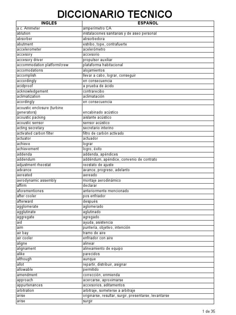 Dicciónario Ingles Tecnico | Descargar gratis PDF | Ciencias fisicas ...
