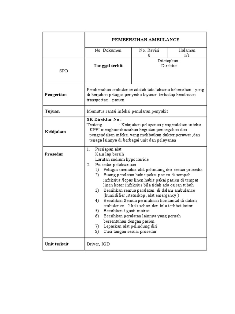 Spo Pembersihan Ambulance | PDF