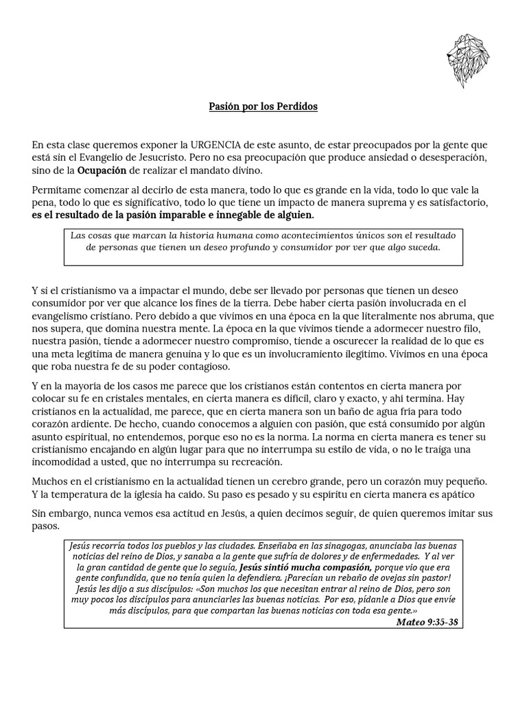 Pasión por los Perdidos en el Evangelio | PDF | Jesús | Iglesia cristiana