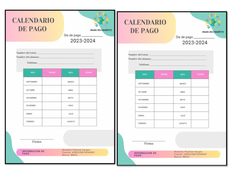 Formato de Calendario de Pagos | PDF