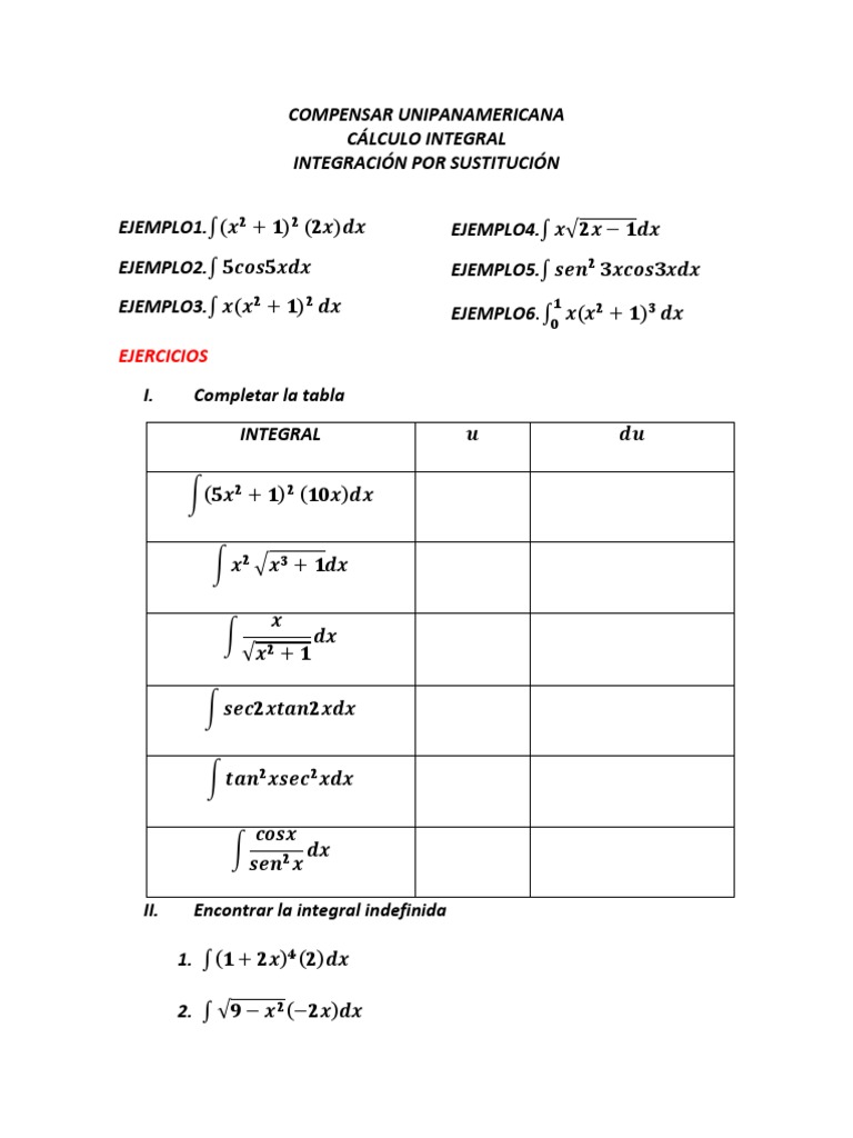 Integracion Por Sustitucion-1 | PDF | Métodos y materiales de enseñanza