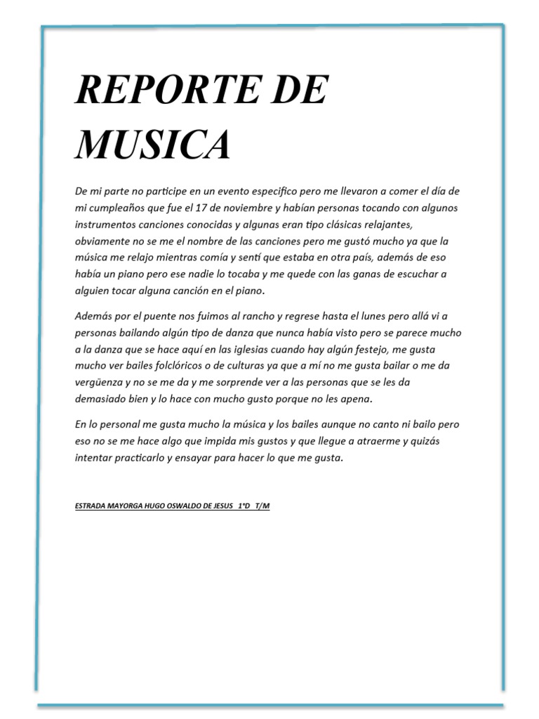 REPORTE DE MUSICA | PDF
