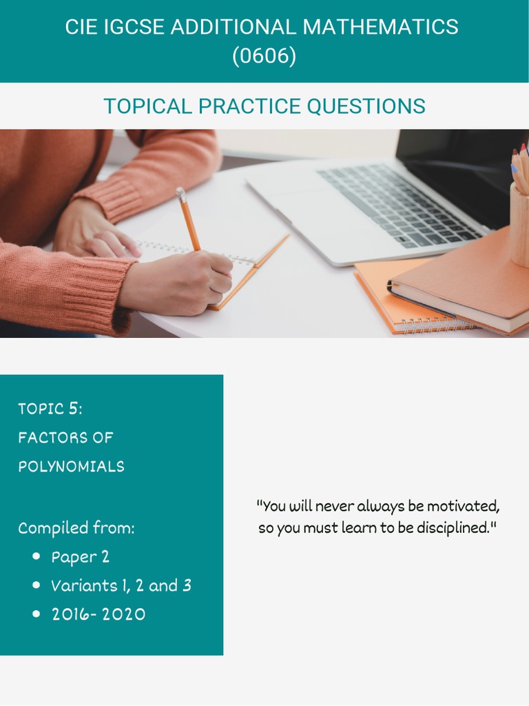 5 CIE IGCSE Additional Mathematics Paper 2 Topical Past Paper Factors of Polynomials | PDF ...