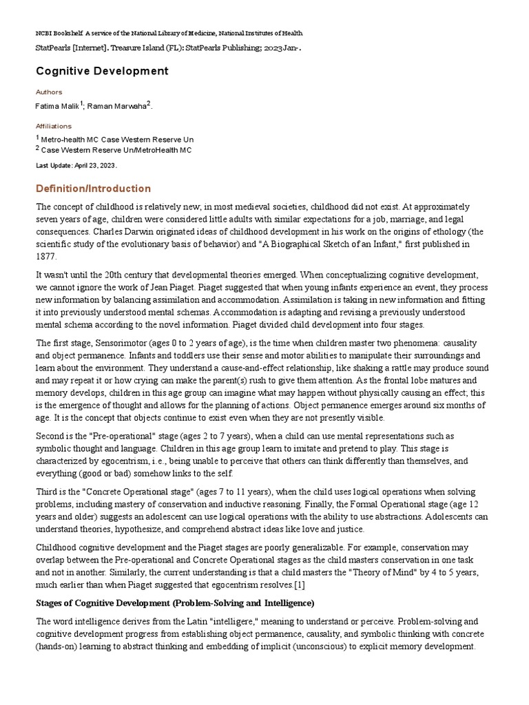 Cognitive Development | PDF