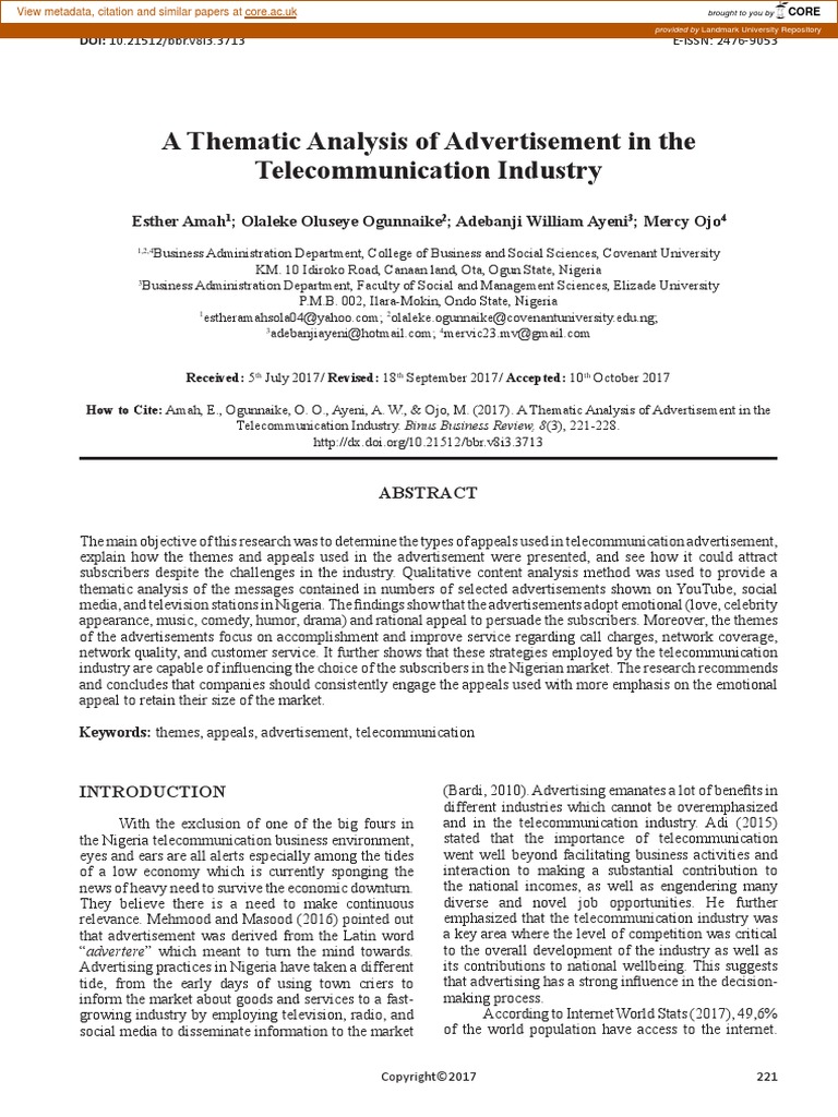 Analysis of Advertising in The Telecom Industry NEW | PDF | Advertising ...