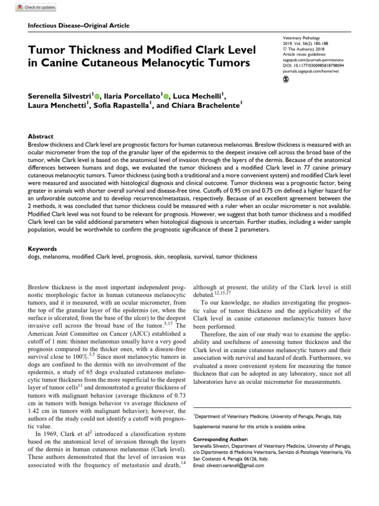 Silvestri Et Al 2018 Tumor Thickness and Modified Clark Level in Canine ...