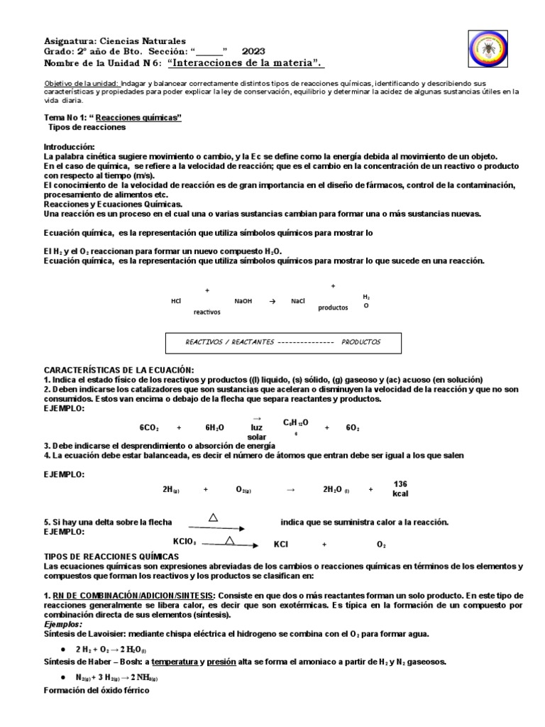 U-6-Reacciones Químicas | Descargar gratis PDF | Redox | Enzima