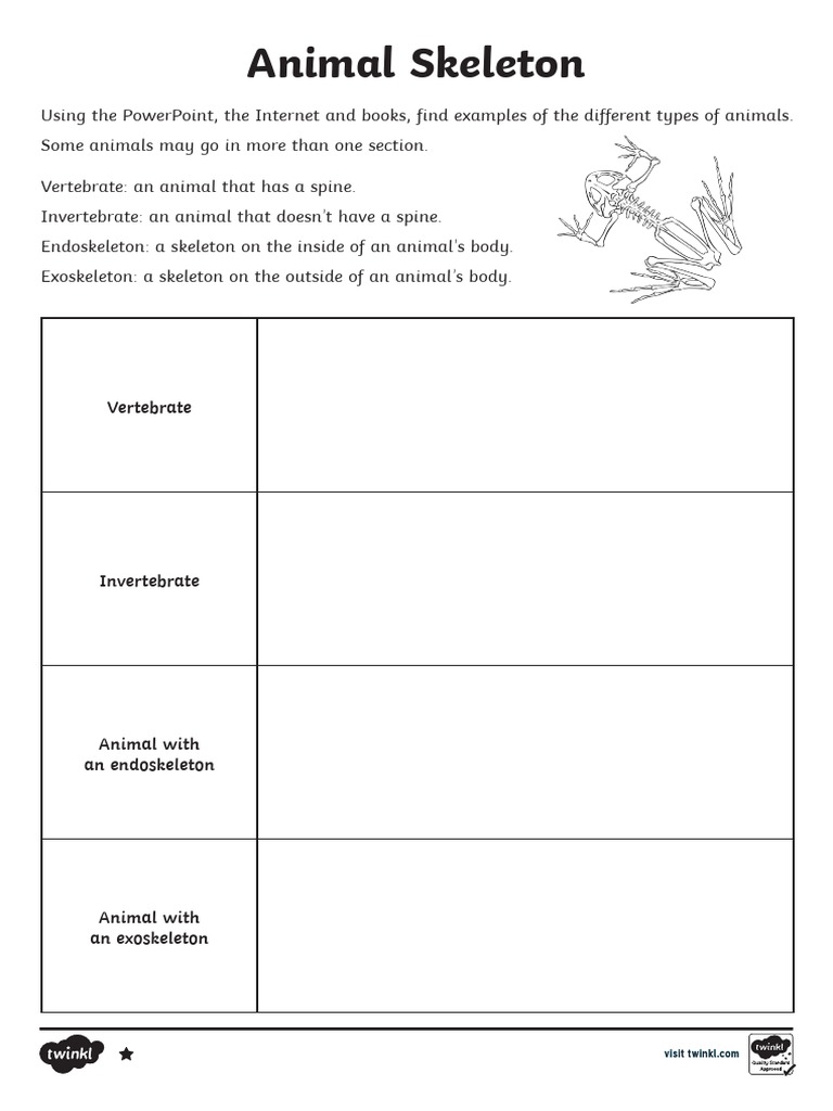 Animal Skeleton Activity Sheet | PDF