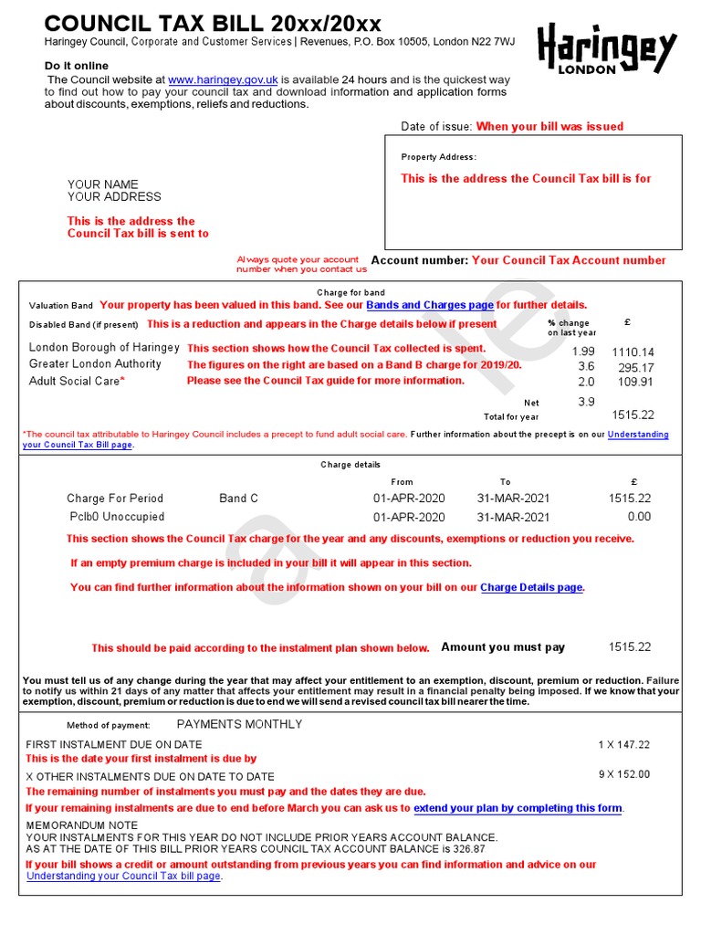 Council Tax Sample Billl | PDF | Payments | Debit Card