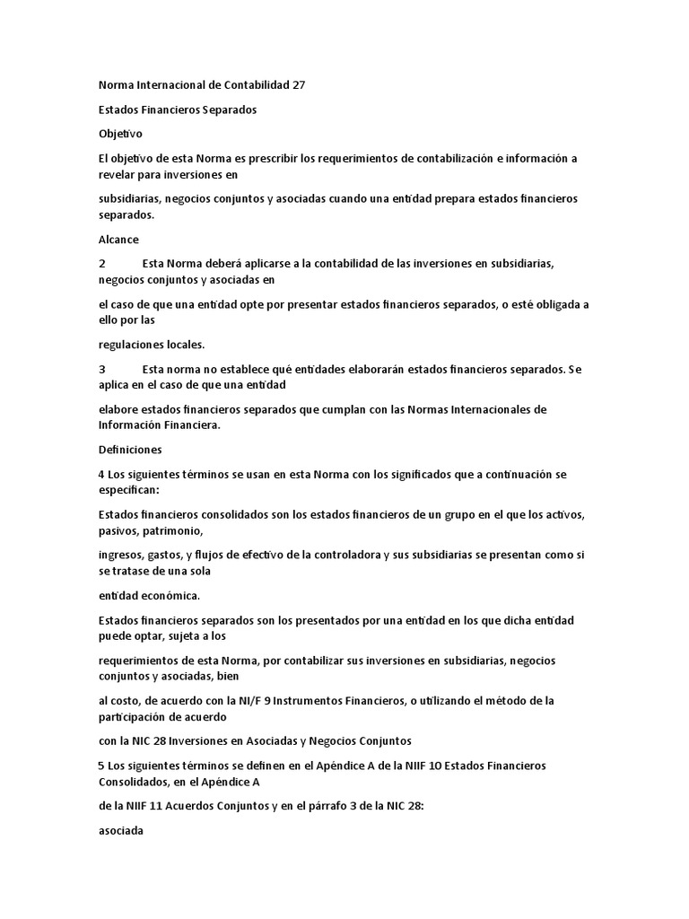 NIC 27 y 28 | PDF | normas internacionales de INFORMACION FINANCIERA ...