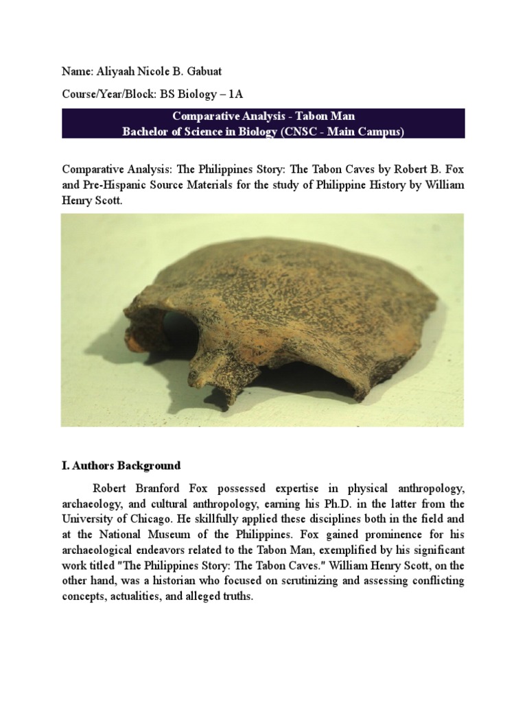 Comparative Analysis of Tabon Man Findings | PDF | Science