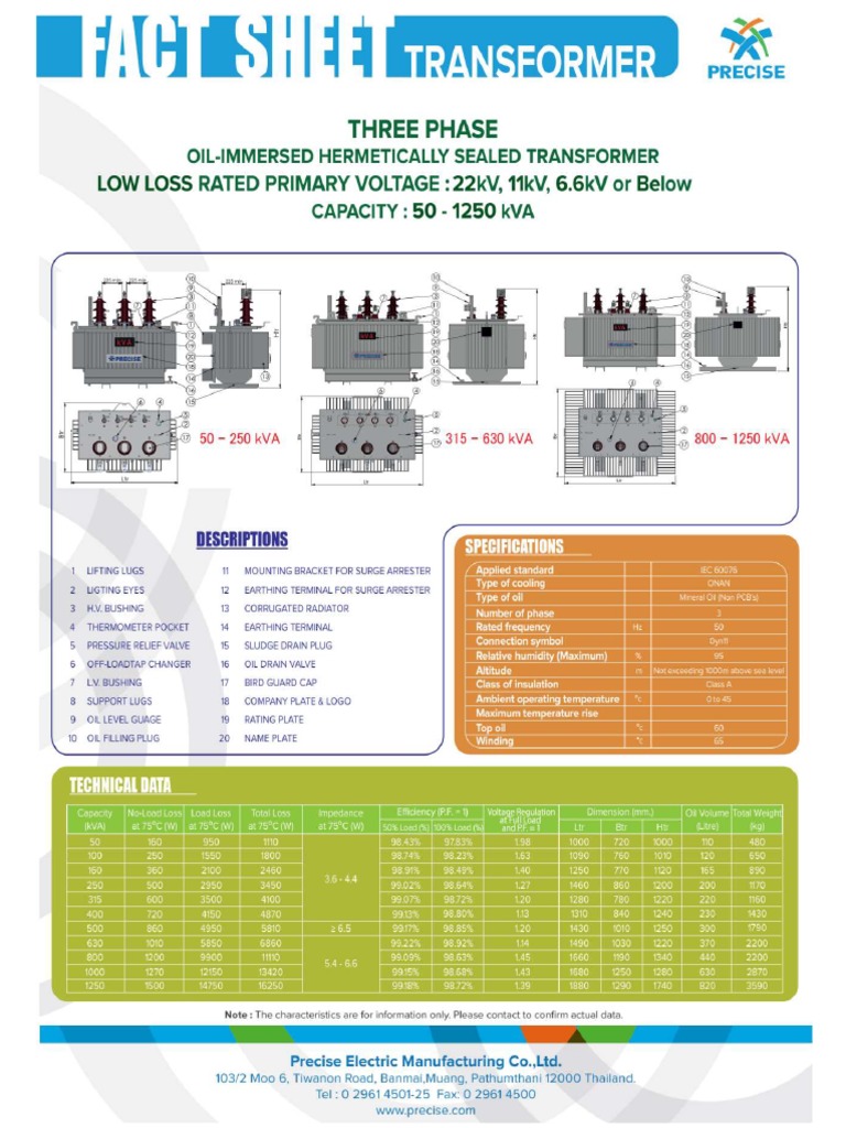 Fact Sheet - 3 Phase Transformer | PDF