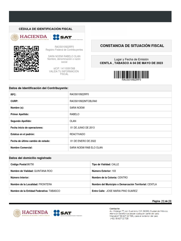 CSF Sara Noemi Actualizada | PDF