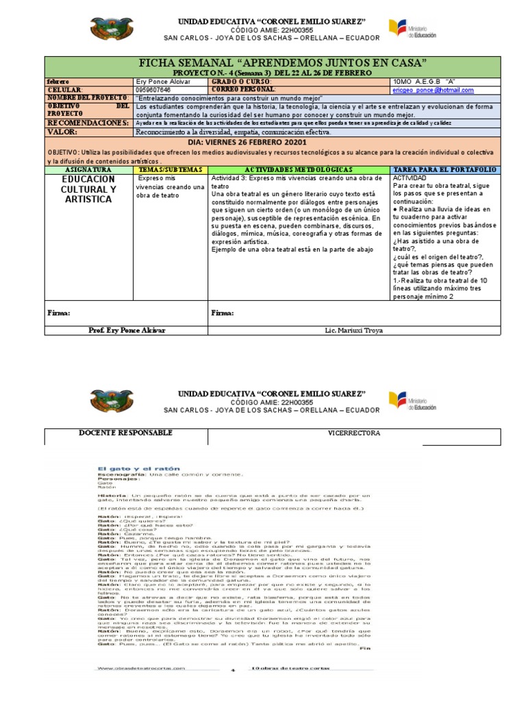 10mo. Eca Proy 4 Semana 3 | PDF | Teatro