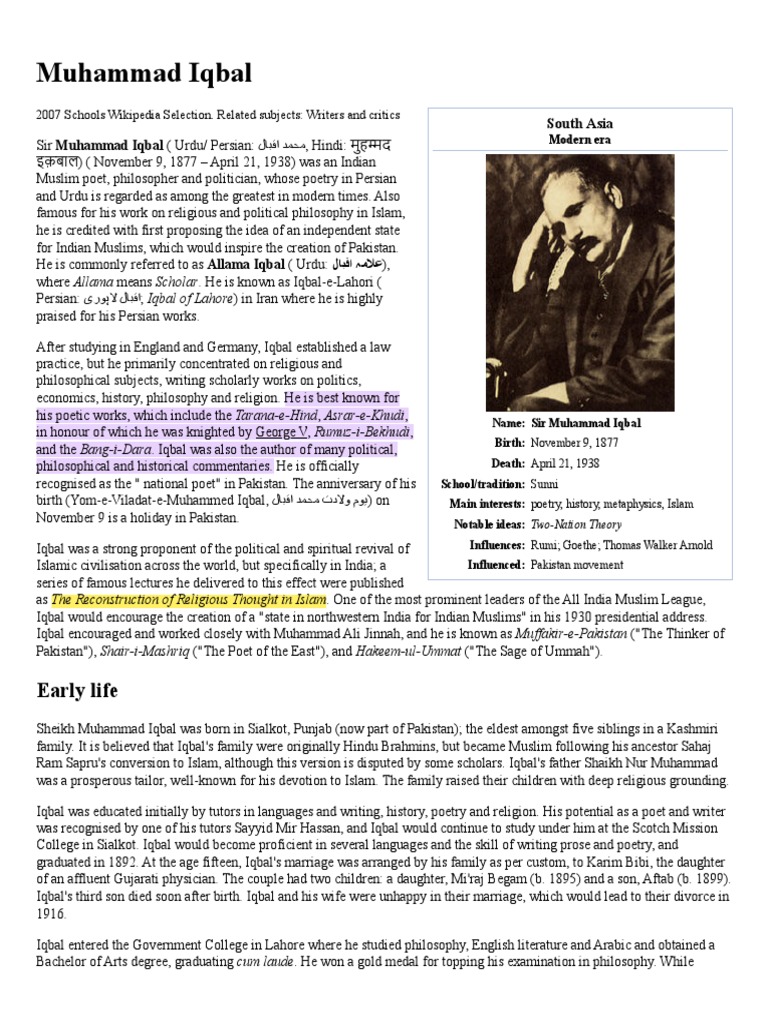 Muhammad Iqbal | PDF | Muhammad Ali Jinnah