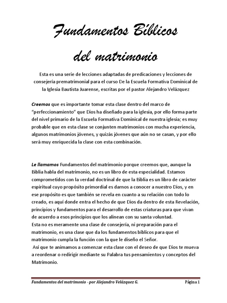 Fundamentos Biblicos Del Matrimonio EFD-Maestro | PDF