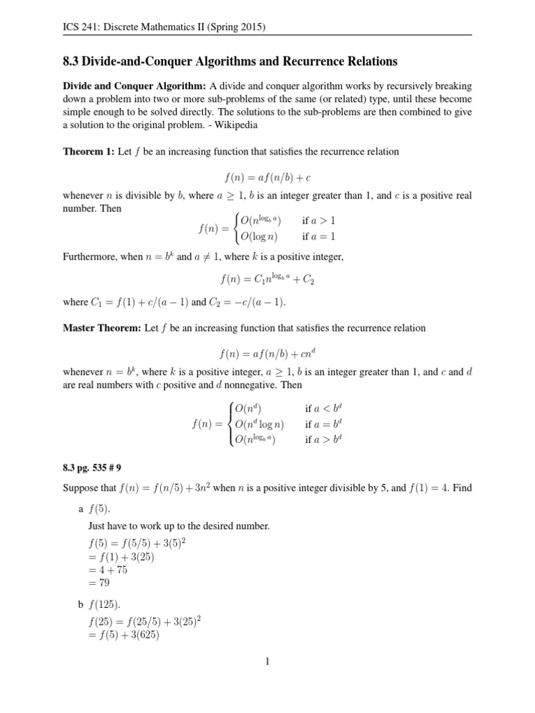 Divideandconquer Qa Pdf Mathematical Objects Computer Programming