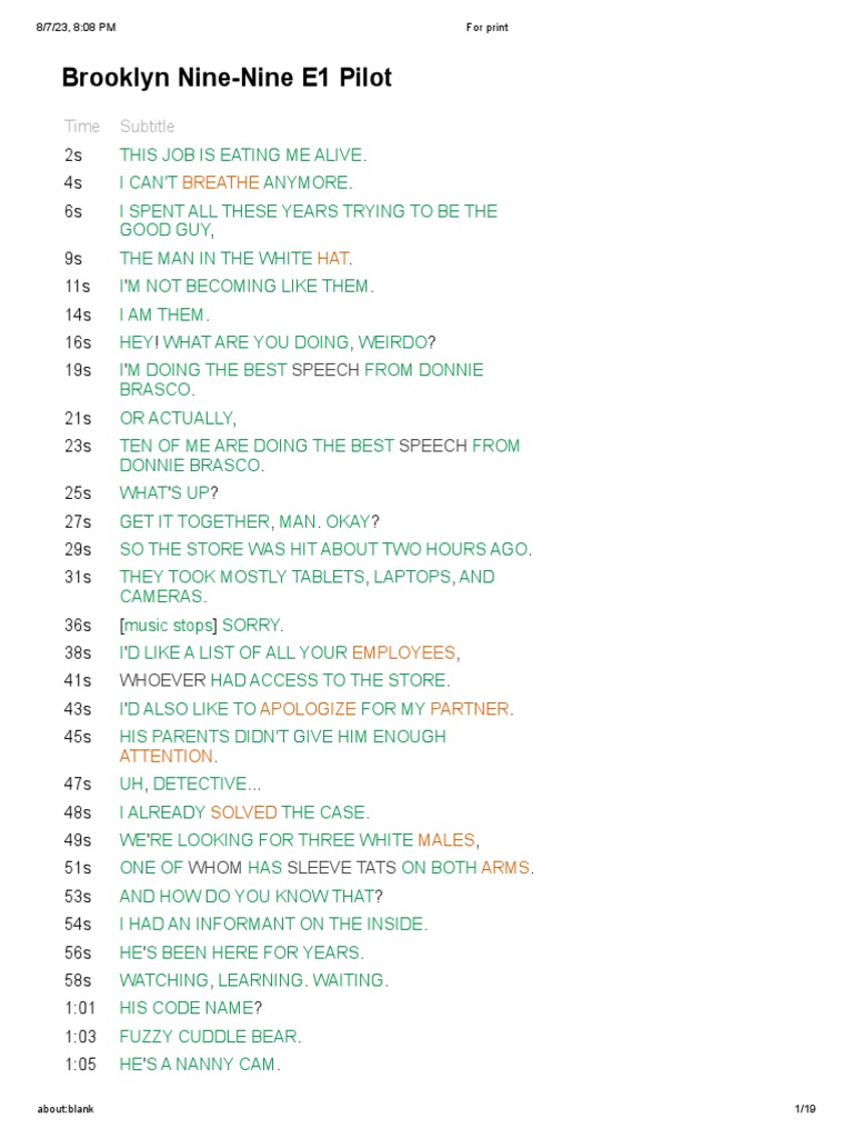 Brooklyn 9-9 s1 E1 | PDF