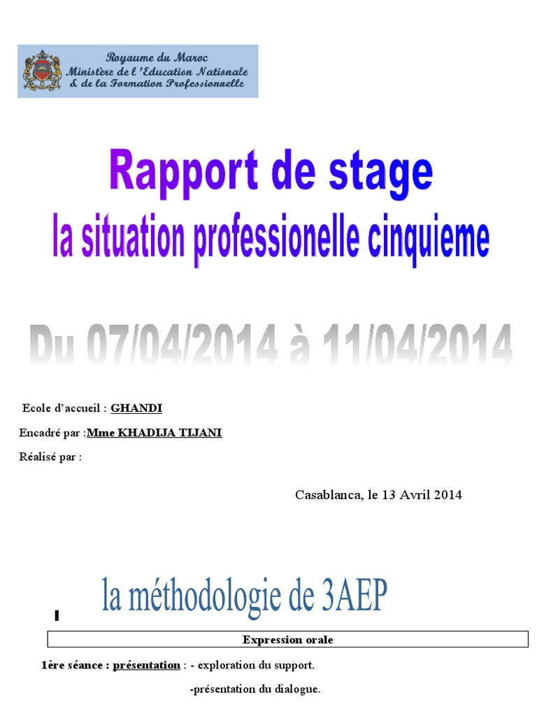 rapport de stage 3aep | PDF