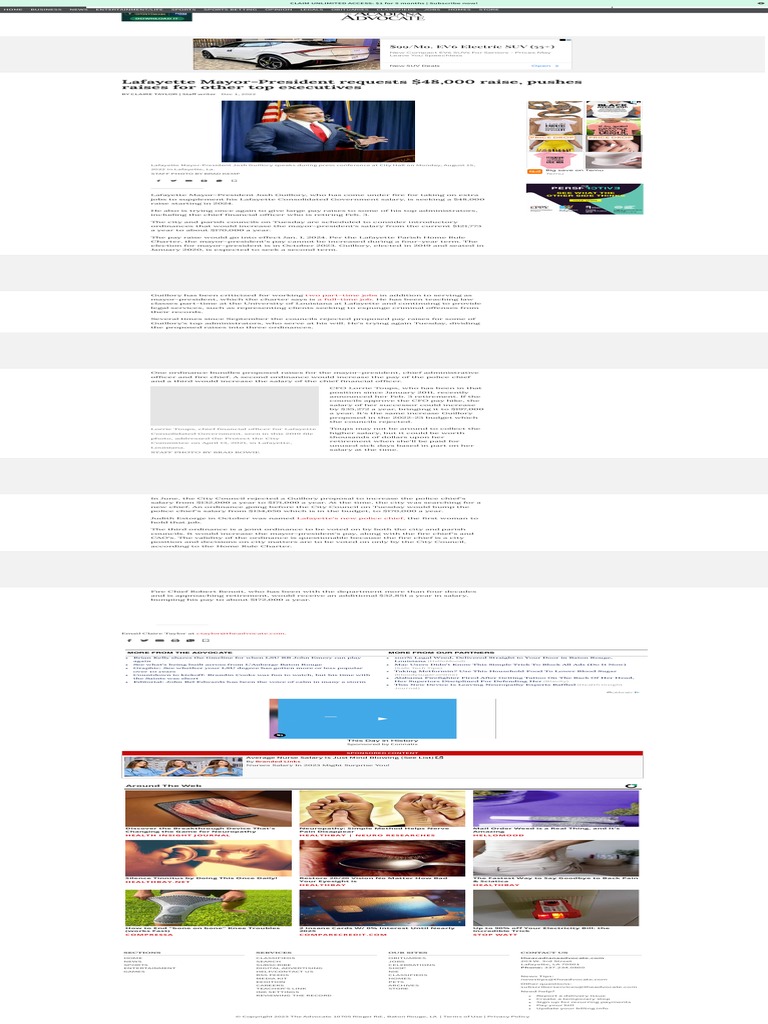 Lafayette Mayor-President Josh Guillory Seeks $48,000 Raise | PDF