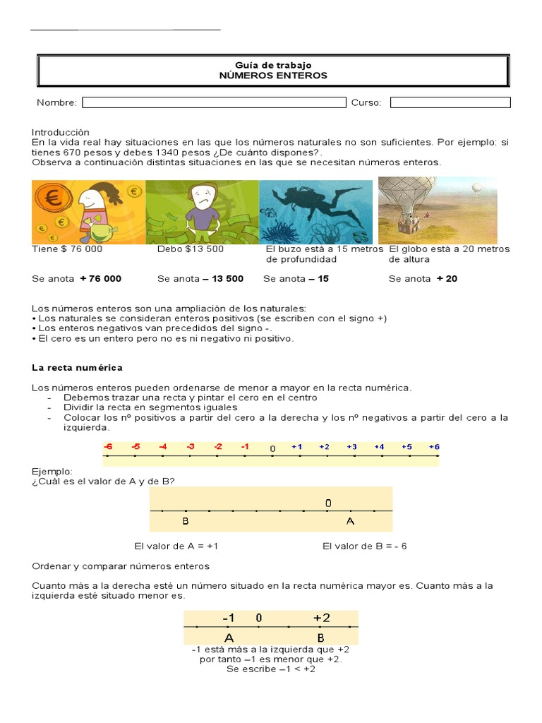 Guia repaso Números enteros | PDF | Entero | Aritmética