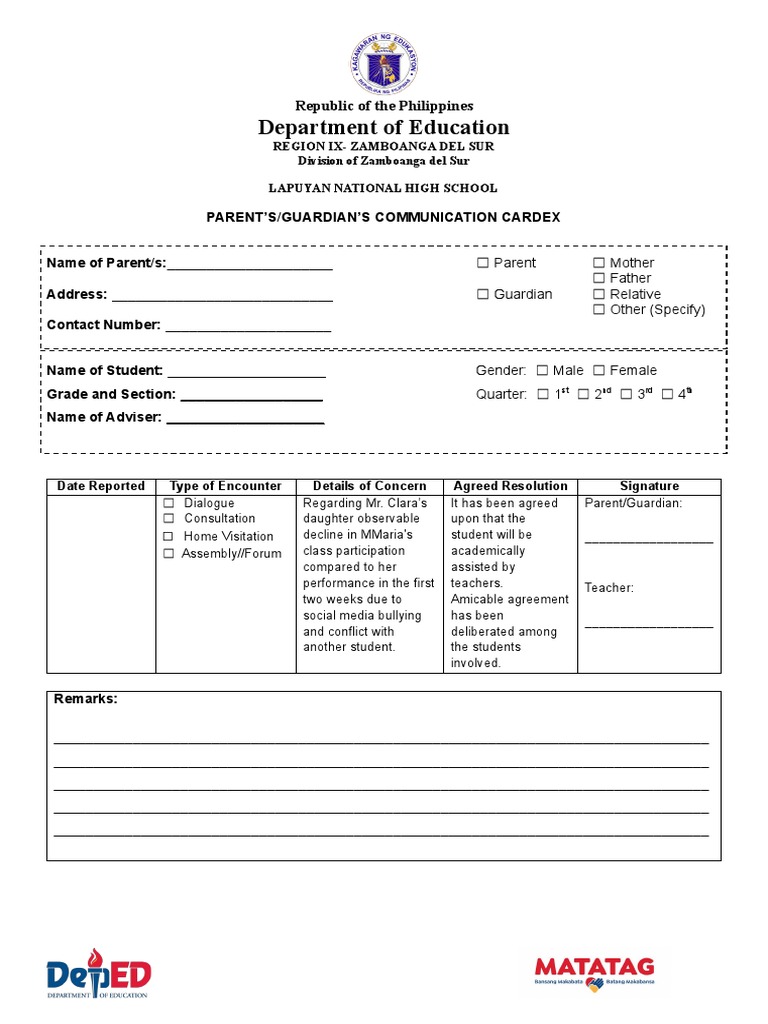 Guardian Meeting Communication Cardex | PDF