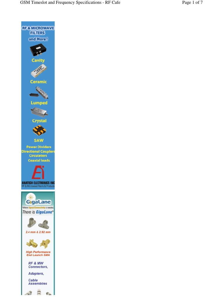 ARFCN GSM Specs | PDF | Gsm | Electronics