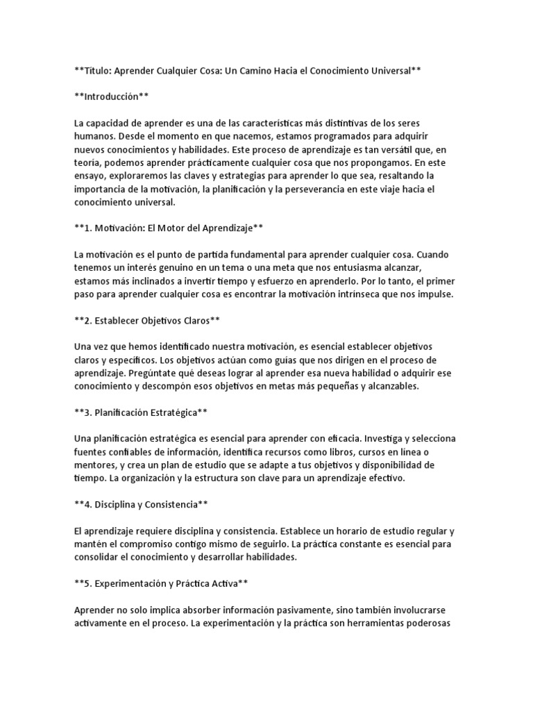Aprender Cualquier Cosa - Un Camino Hacia El Conocimiento Universal ...
