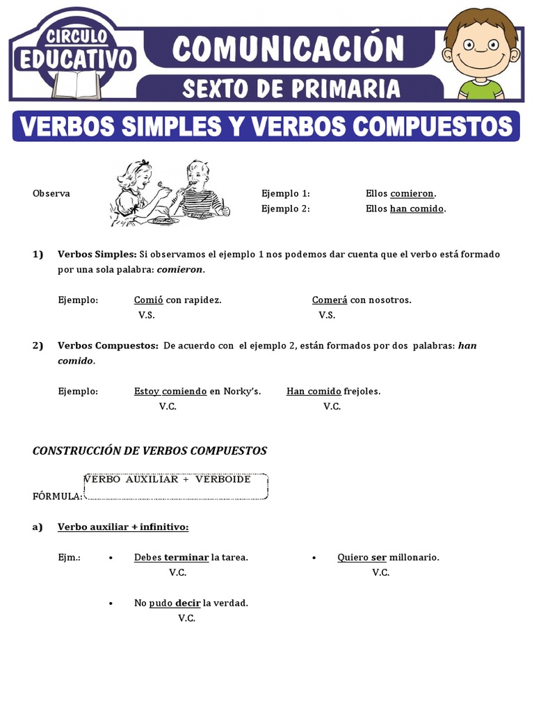 Verbos Simples y Compuestos para Sexto de Primaria | PDF