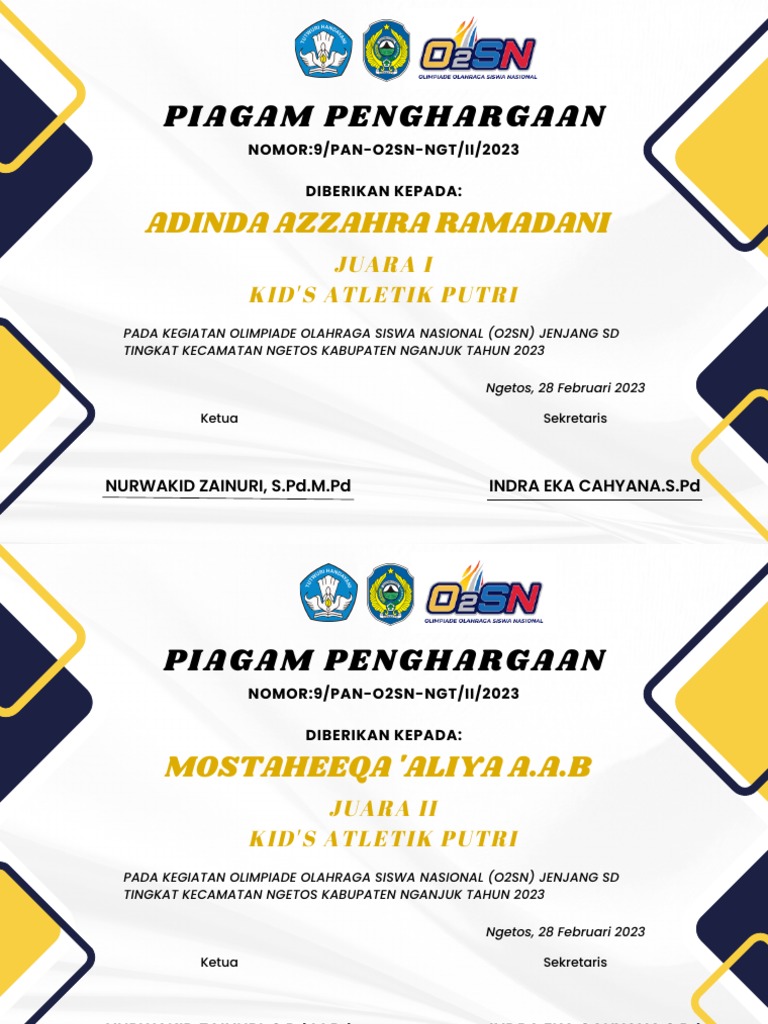 Sertifikat O2sn 2023 | PDF