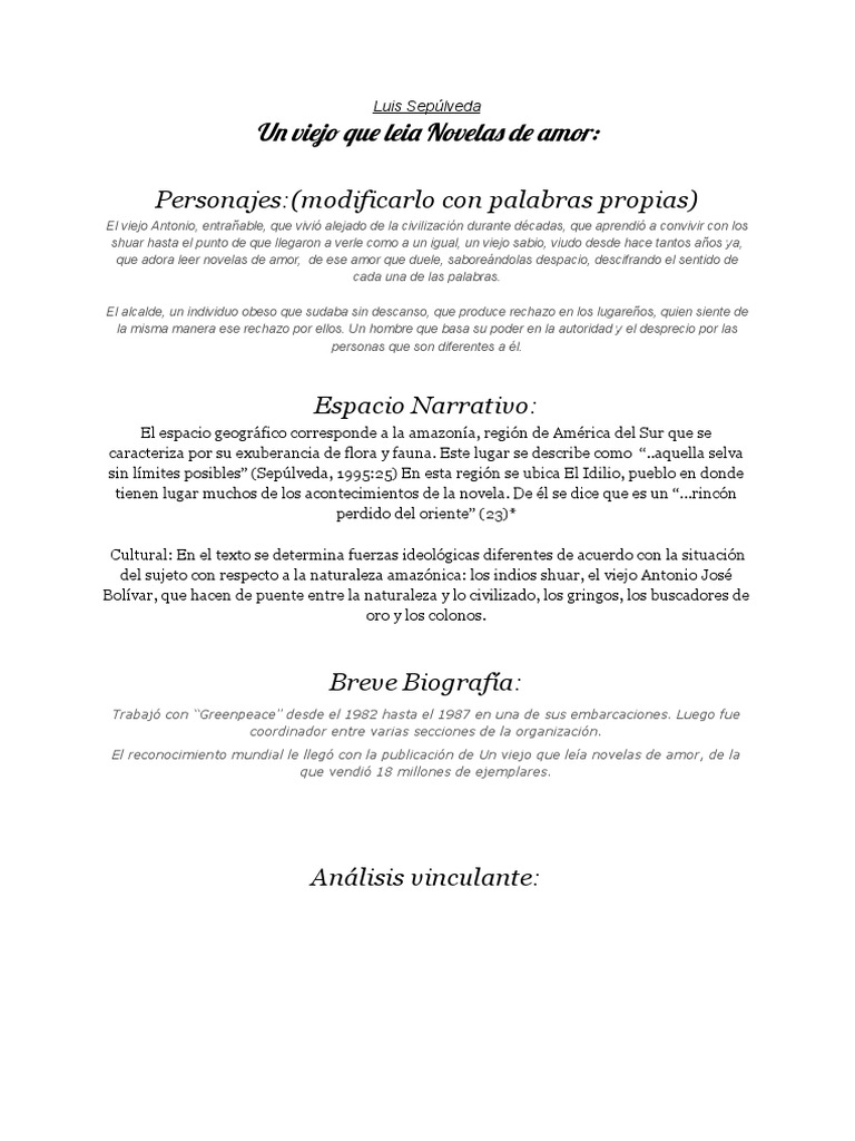 Un Viejo Que Leía Novelas de Amor | PDF