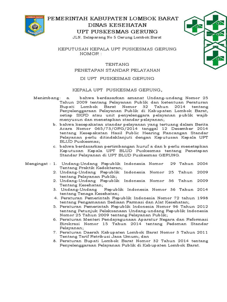SK SP Puskesmas Gerung | PDF