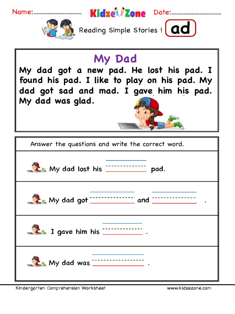 Reading Simple Story Comprehension Word Family AD 1 | PDF