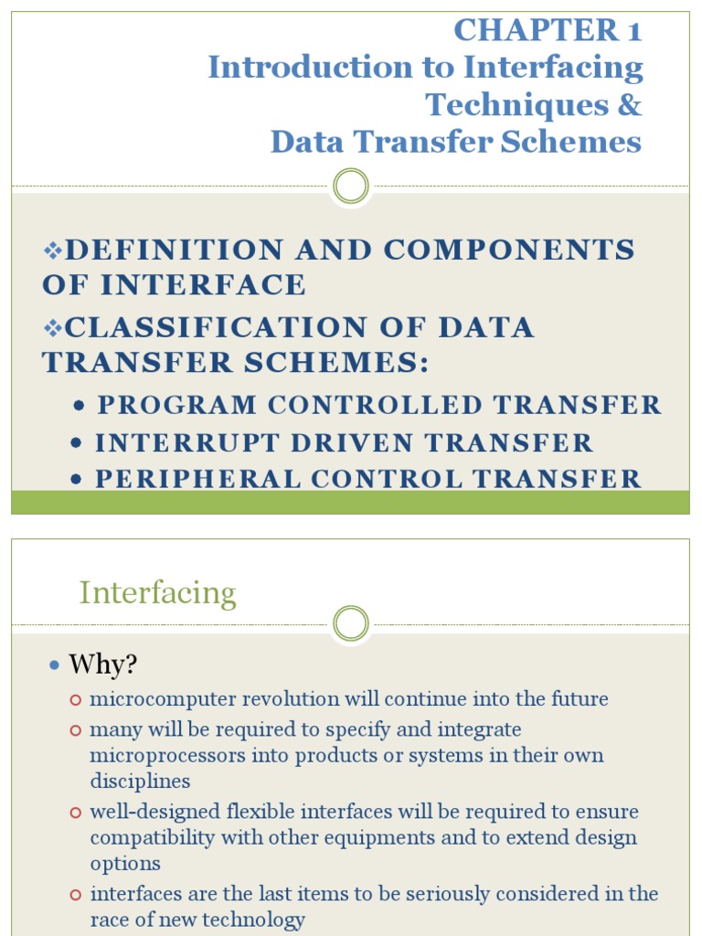 Definition and Components of Interface Classification of Data Transfer Schemes | PDF | Central ...