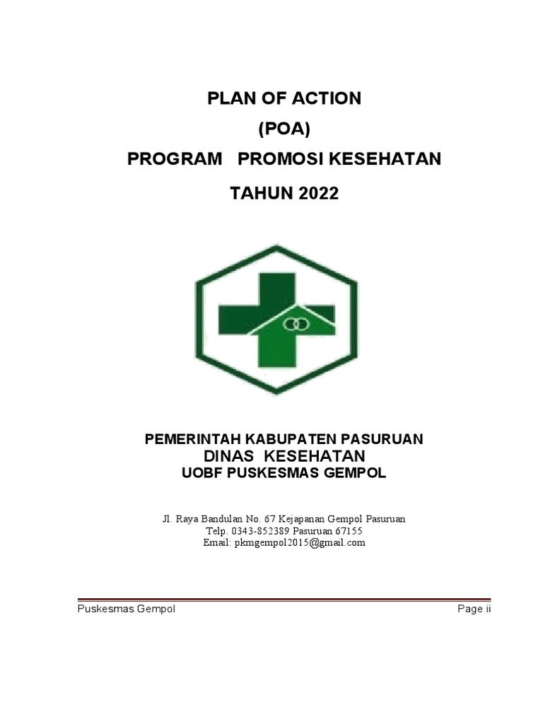 Plan of Action (Poa) Promkes 2022 | PDF