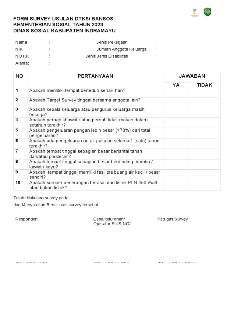 Contoh FORM SURVEY | PDF