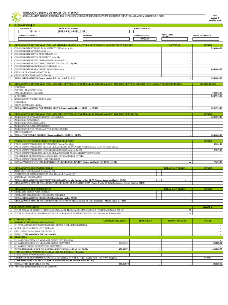 Declaración ITBIS y Proporcionalidad | PDF | Tarjeta de crédito | Impuestos