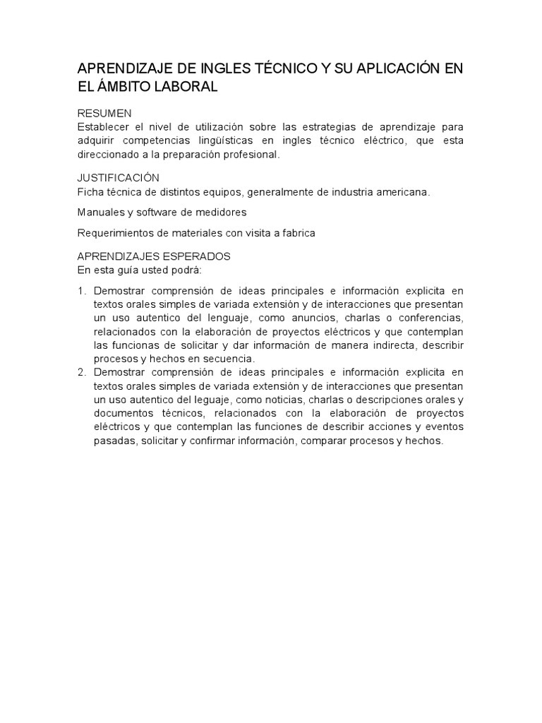 Ingles Tecnico Electrico | PDF