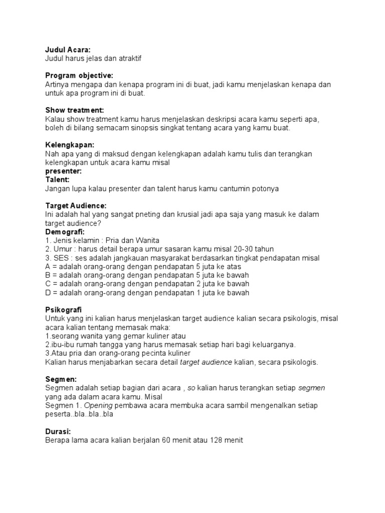 Proposal Program TV | PDF