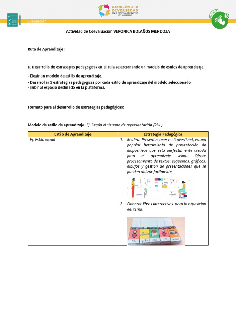 ANEXO 9. Formato y Ruta de Aprendizaje para La Actividad de Coevaluación VERONICA BOLAÑOS | PDF ...