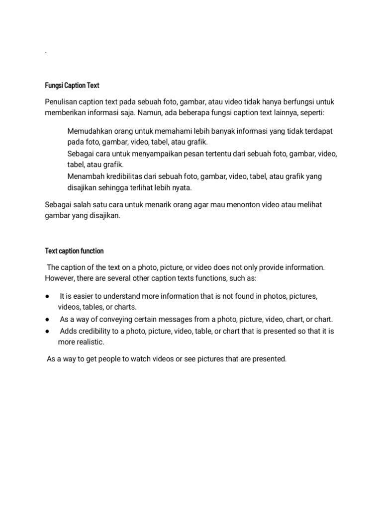 Fungsi Caption Text | PDF