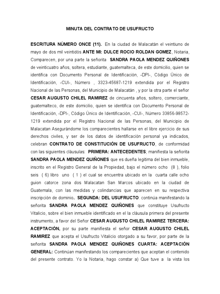 Contrato de Usufructo | PDF