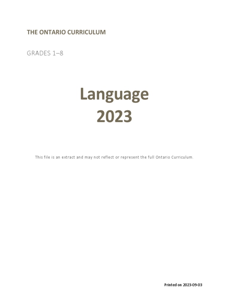 Ontario Grades 1-8 Language Curriculum 2023 | PDF | Educational ...