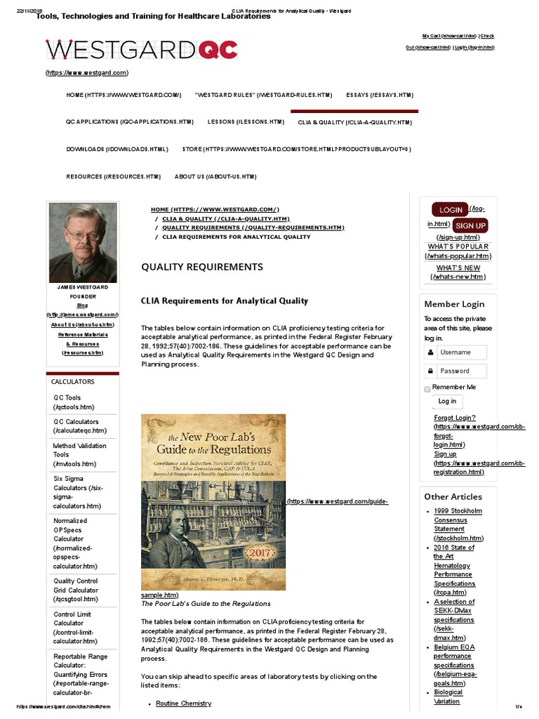 CLIA Requirements For Analytical Quality - Westgard | PDF | Lactate Dehydrogenase | World Wide Web